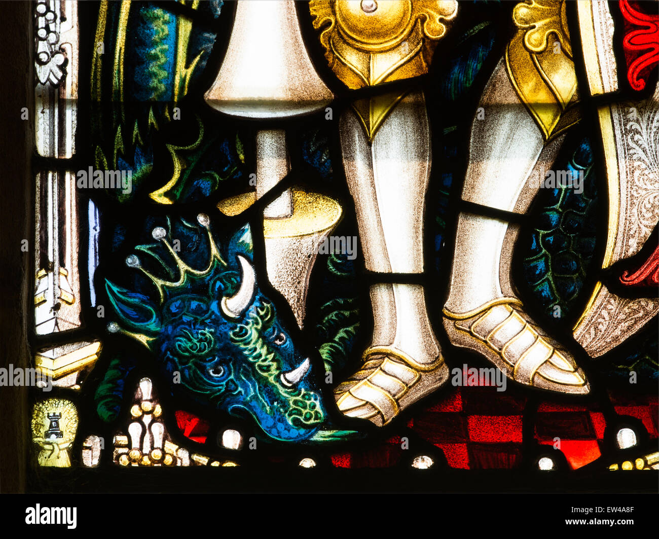 Saint George stained glass detail, St Mary the Virgin Church, East ...