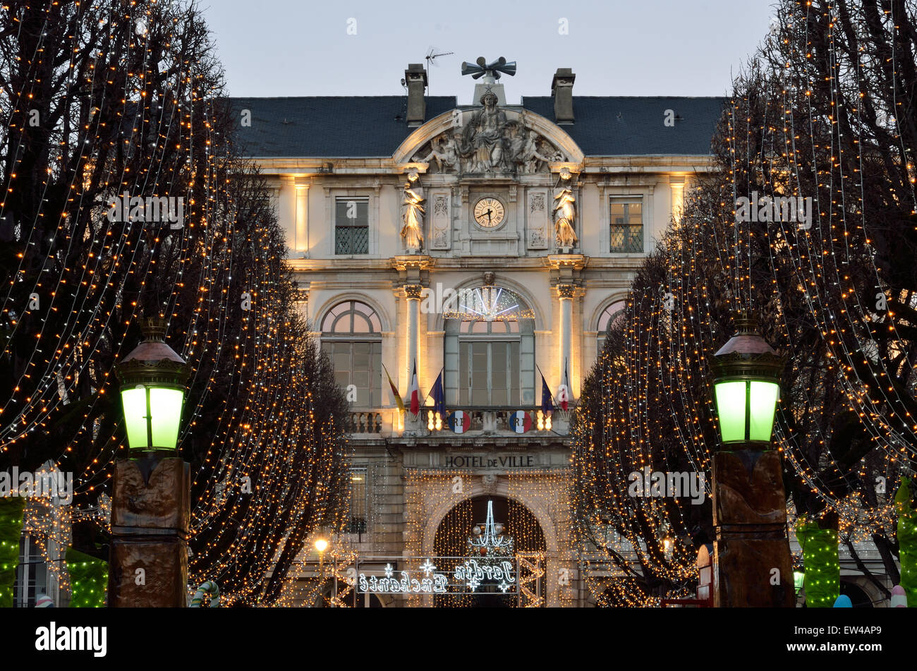 Night view of the French town Pau Stock Photo - Alamy