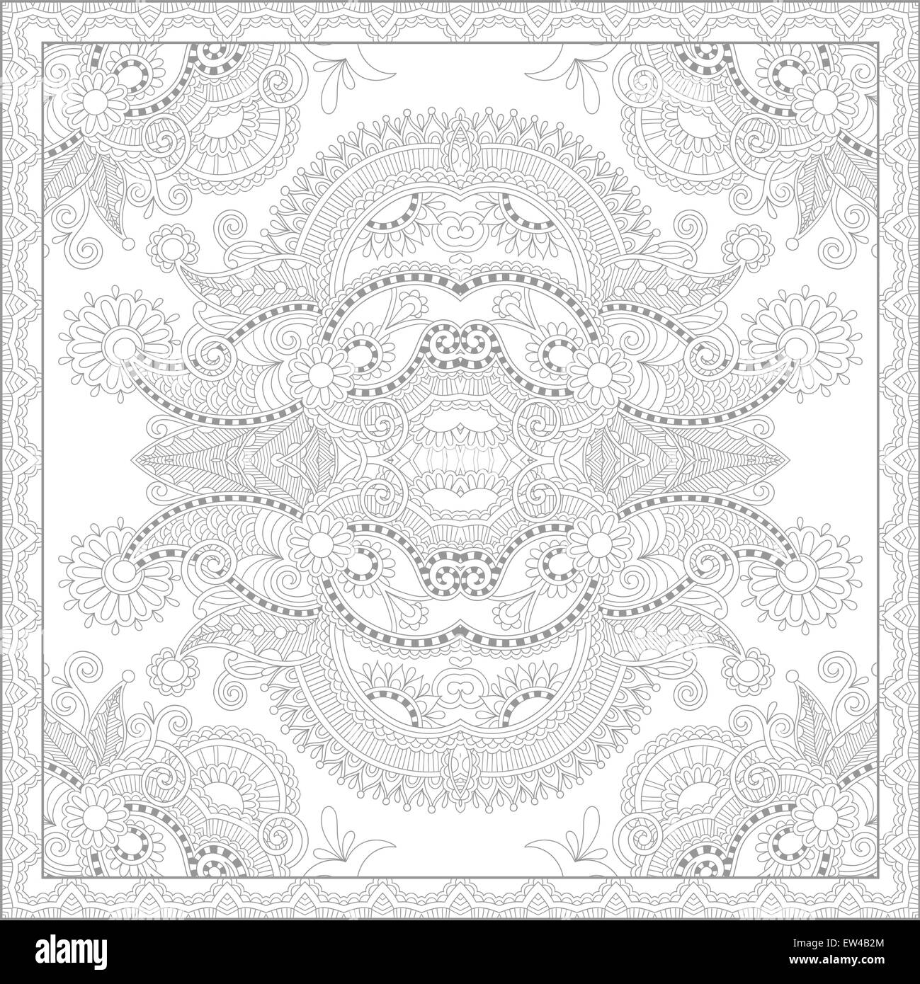 unique coloring book square page for adults - floral authentic c Stock ...