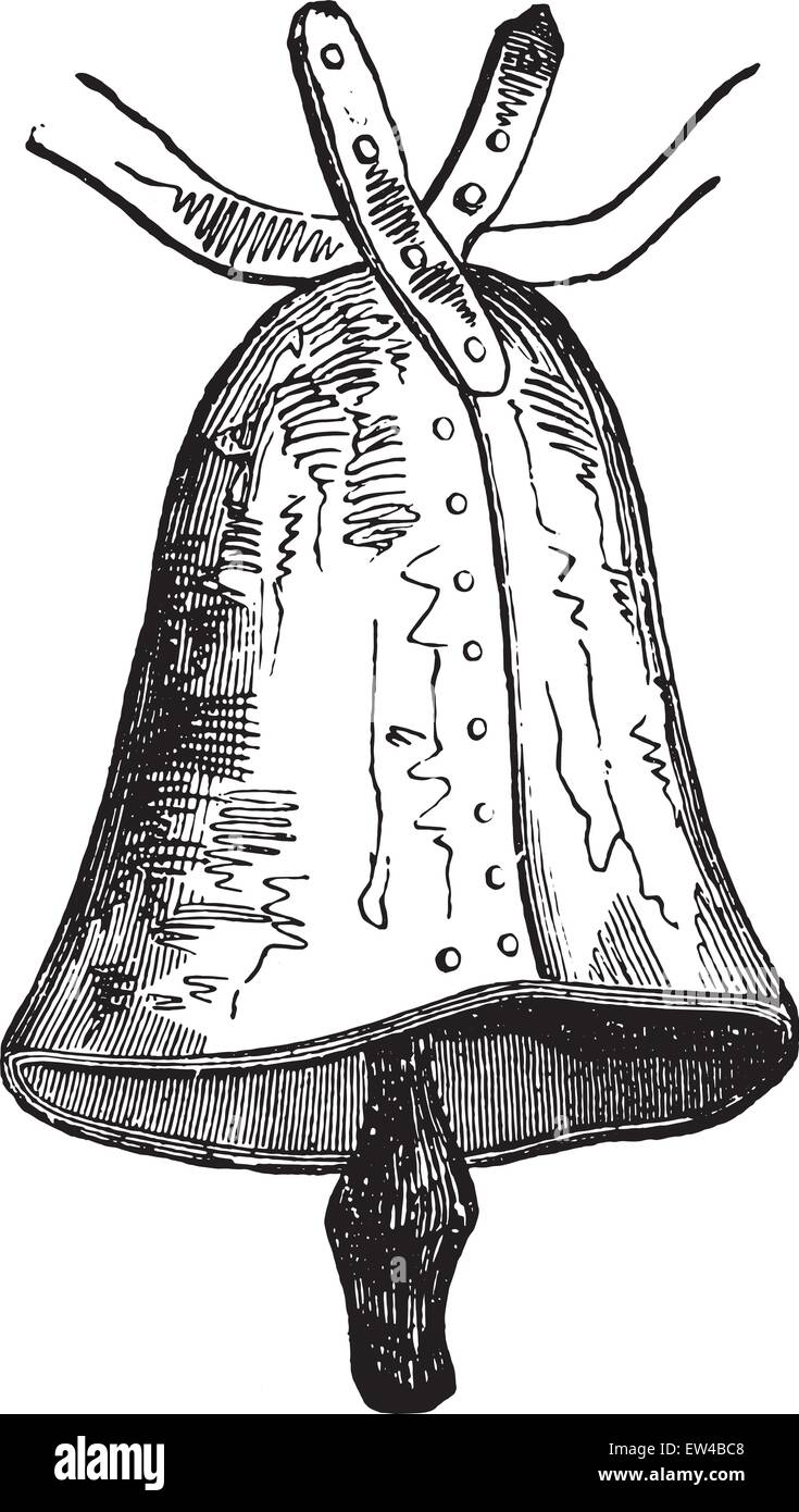 Bell of the sixth century, vintage engraved illustration. Industrial ...