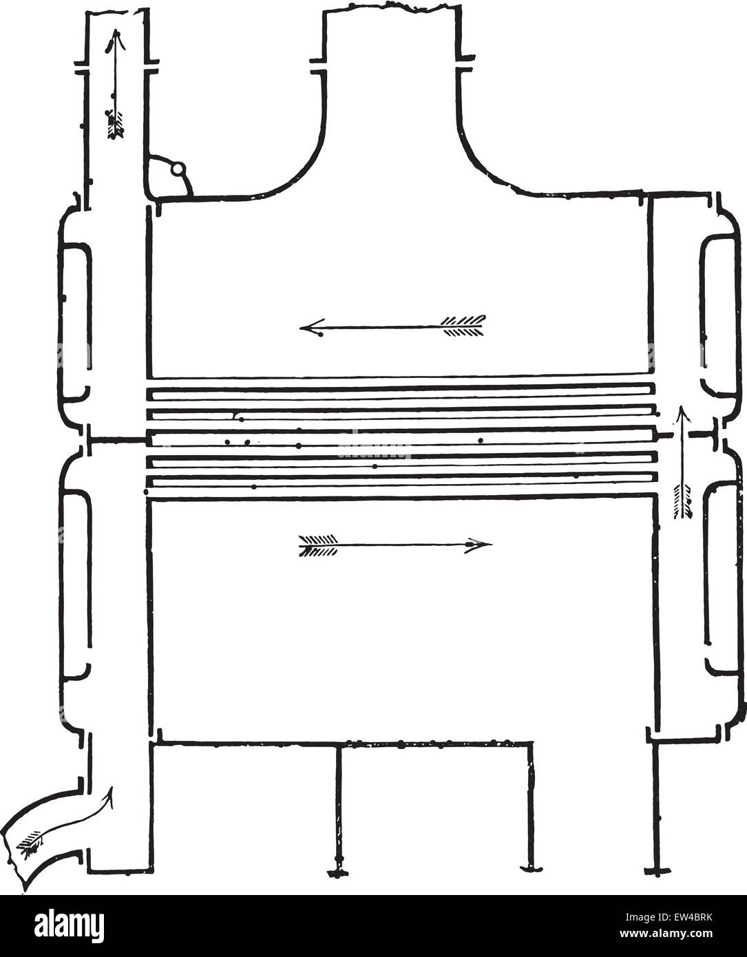 Surface condenser in two courses, vintage engraved illustration ...