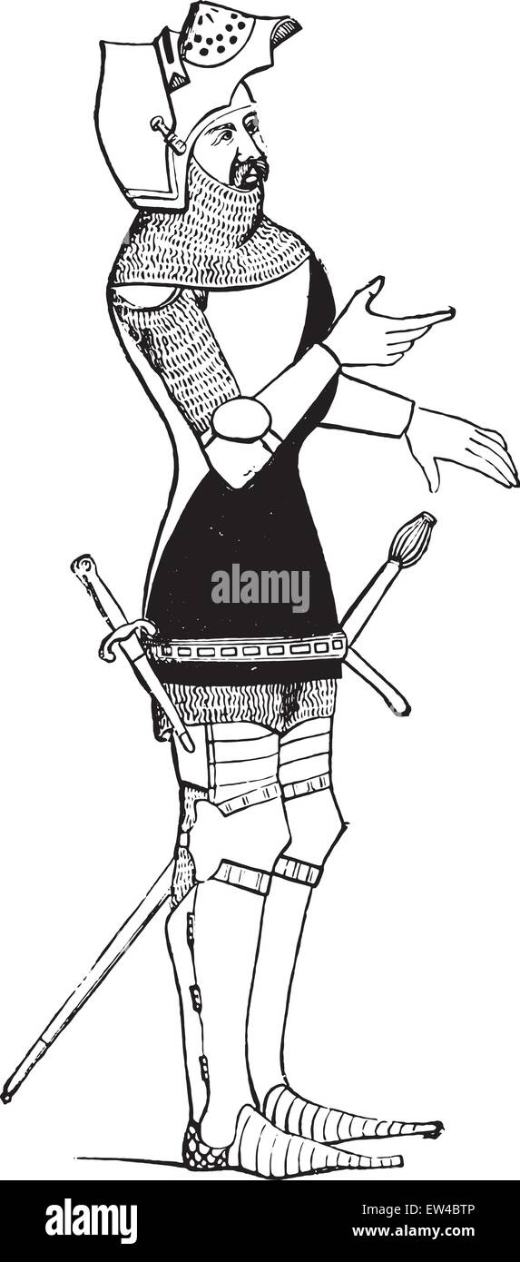 Chevalier cap pelvis (fourteenth century), vintage engraved ...