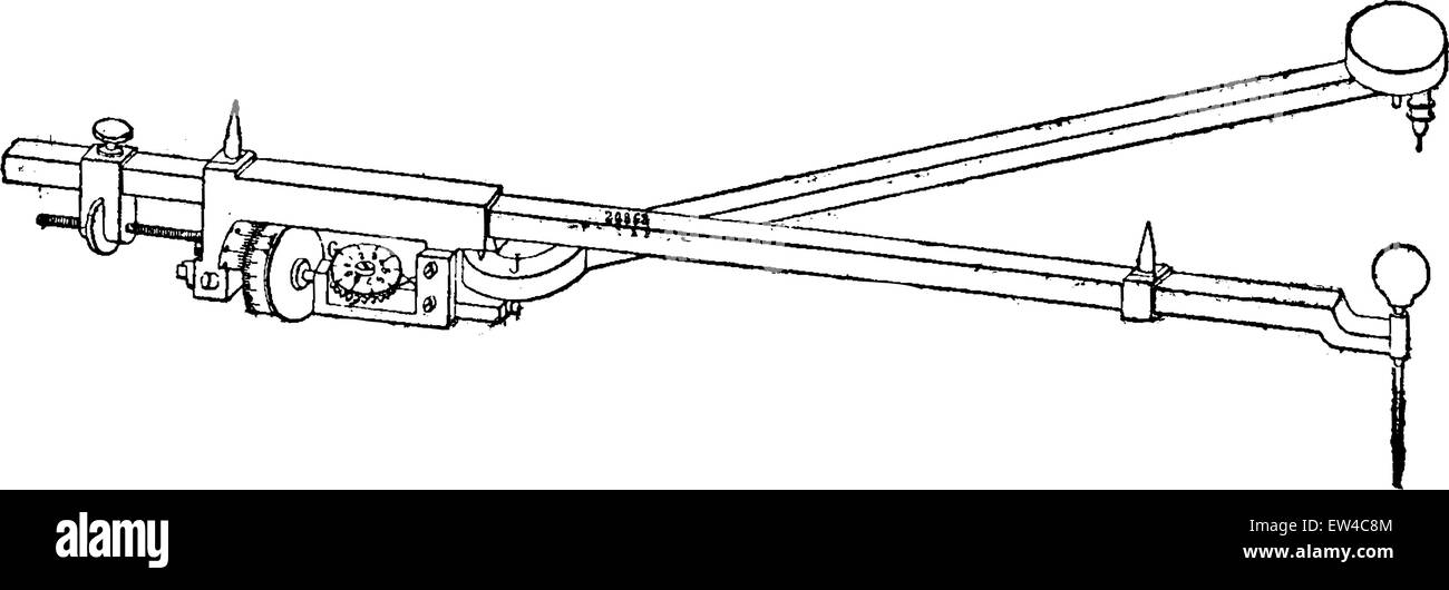 View the Amsler planimeter, vintage engraved illustration. Industrial ...