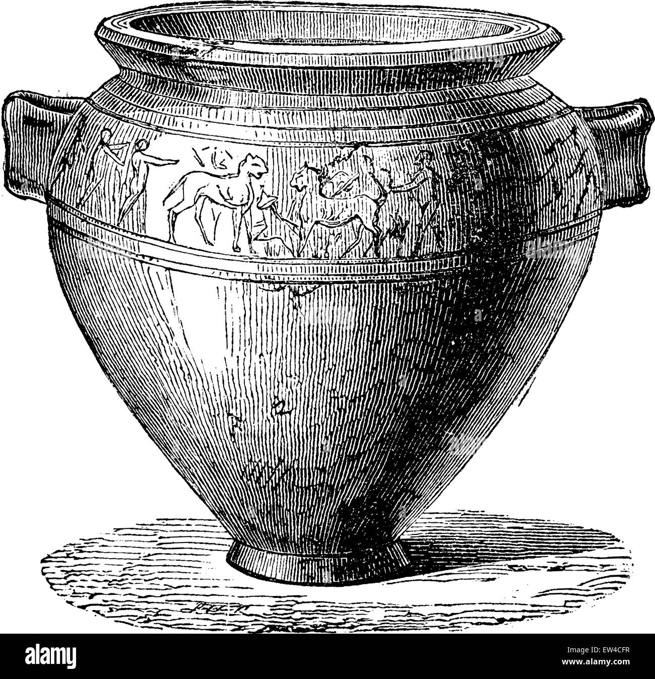 Etruscan vase, vintage engraved illustration. Industrial encyclopedia E ...