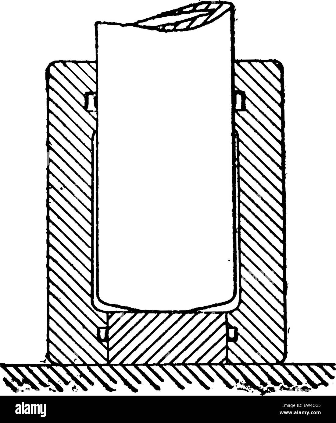 Section of a press roll wrought iron, vintage engraved illustration ...