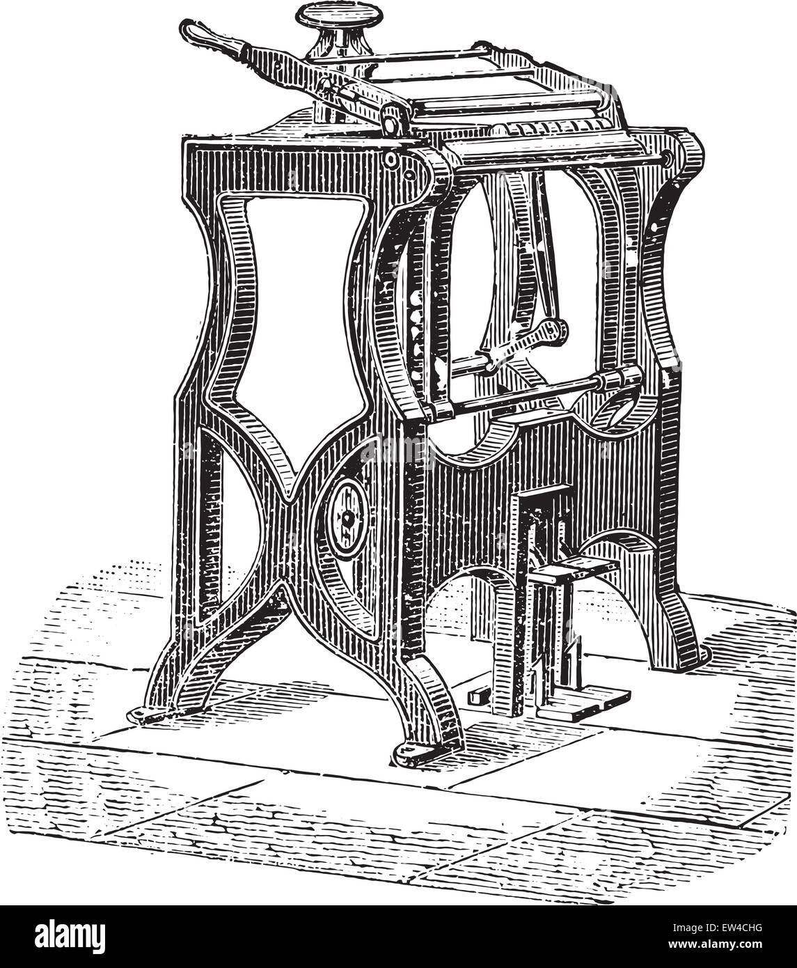 American machine to endorse, vintage engraved illustration. Industrial ...