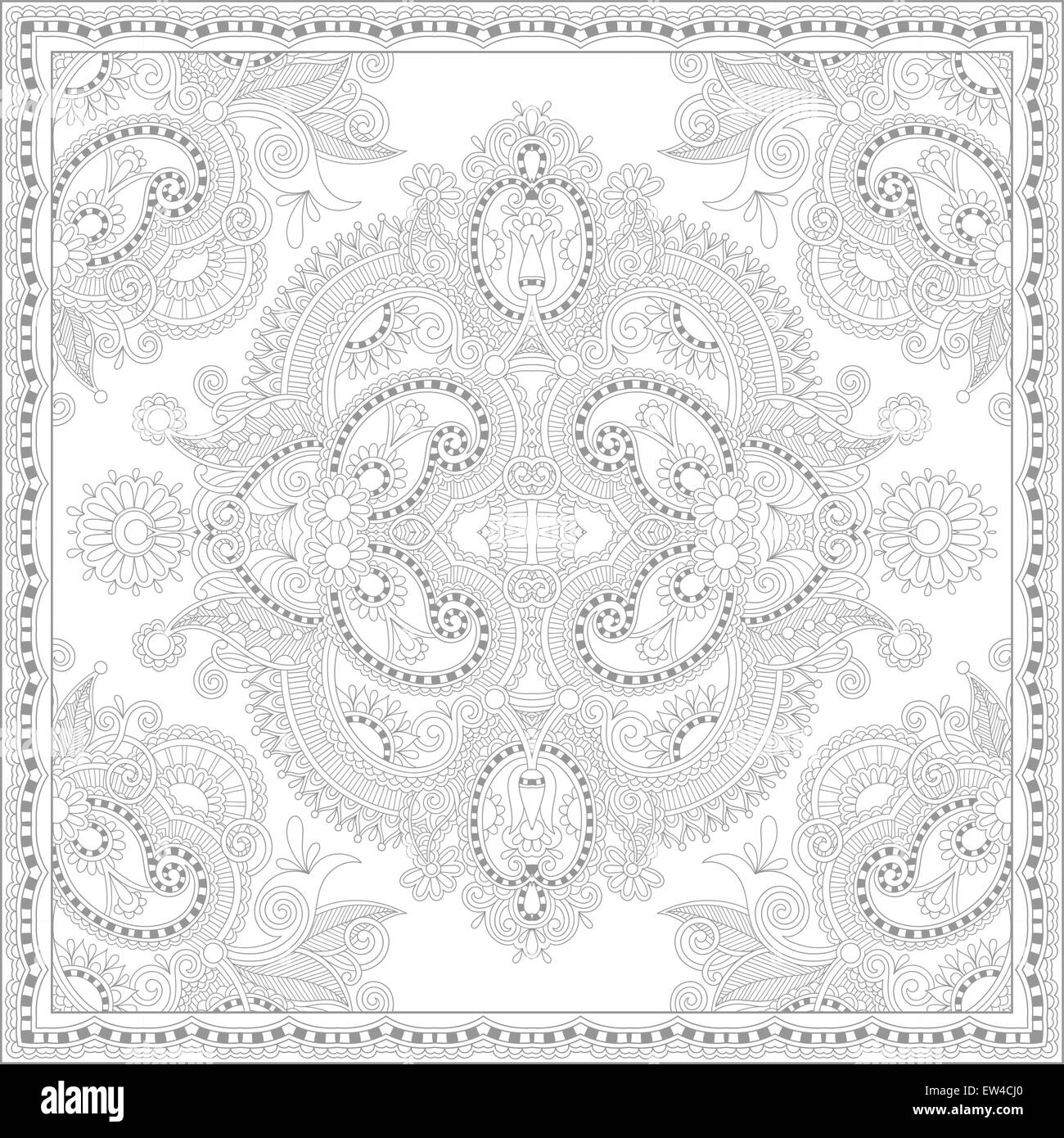 unique coloring book square page for adults - floral authentic c Stock ...