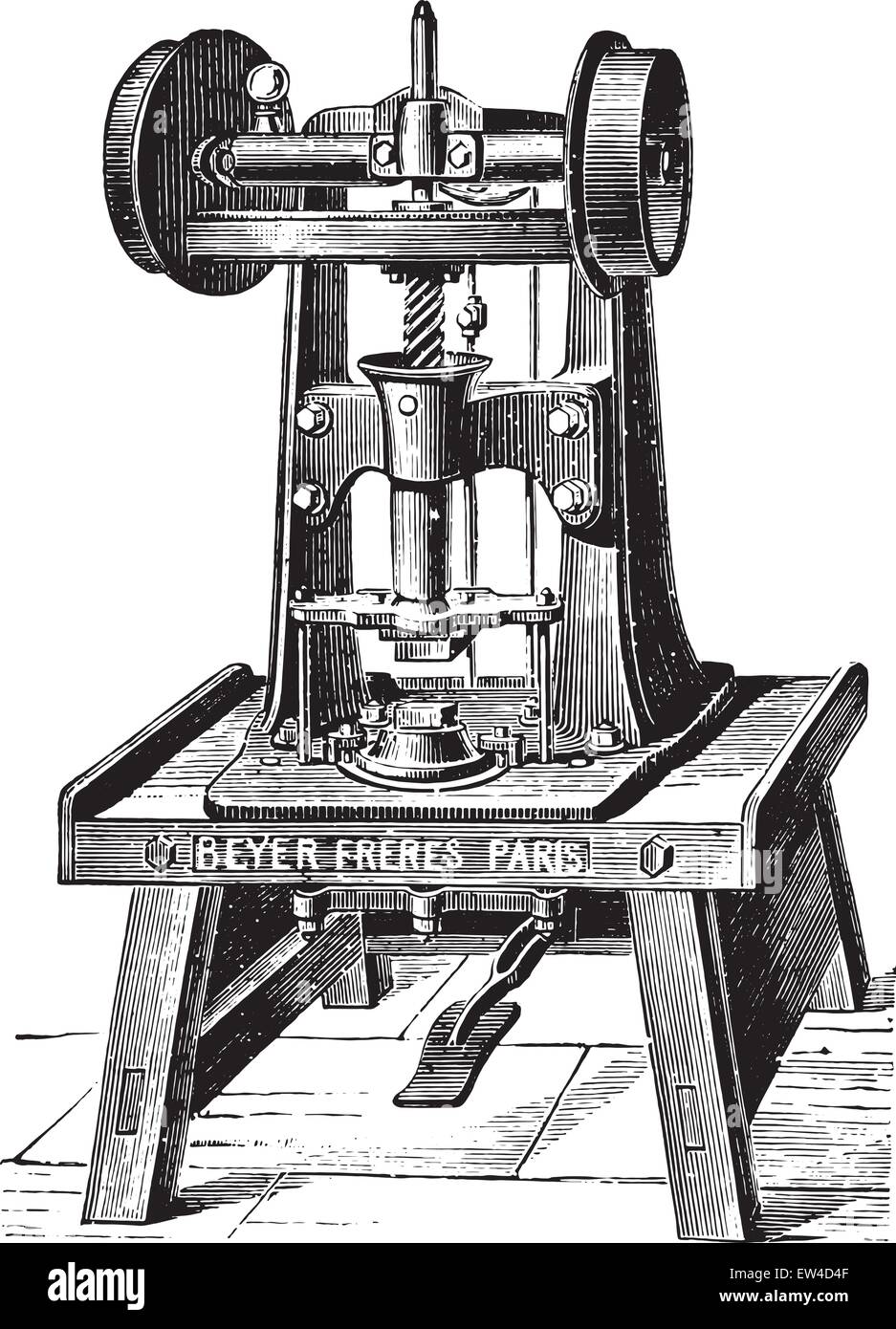Automatic machine for stamping soap bars, vintage engraved illustration ...