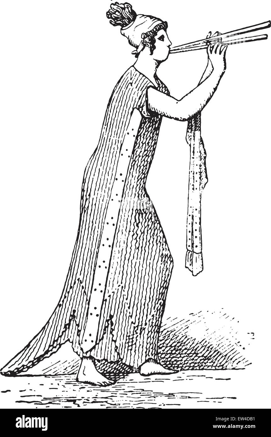 Flute player, vintage engraved illustration Stock Vector Image & Art ...