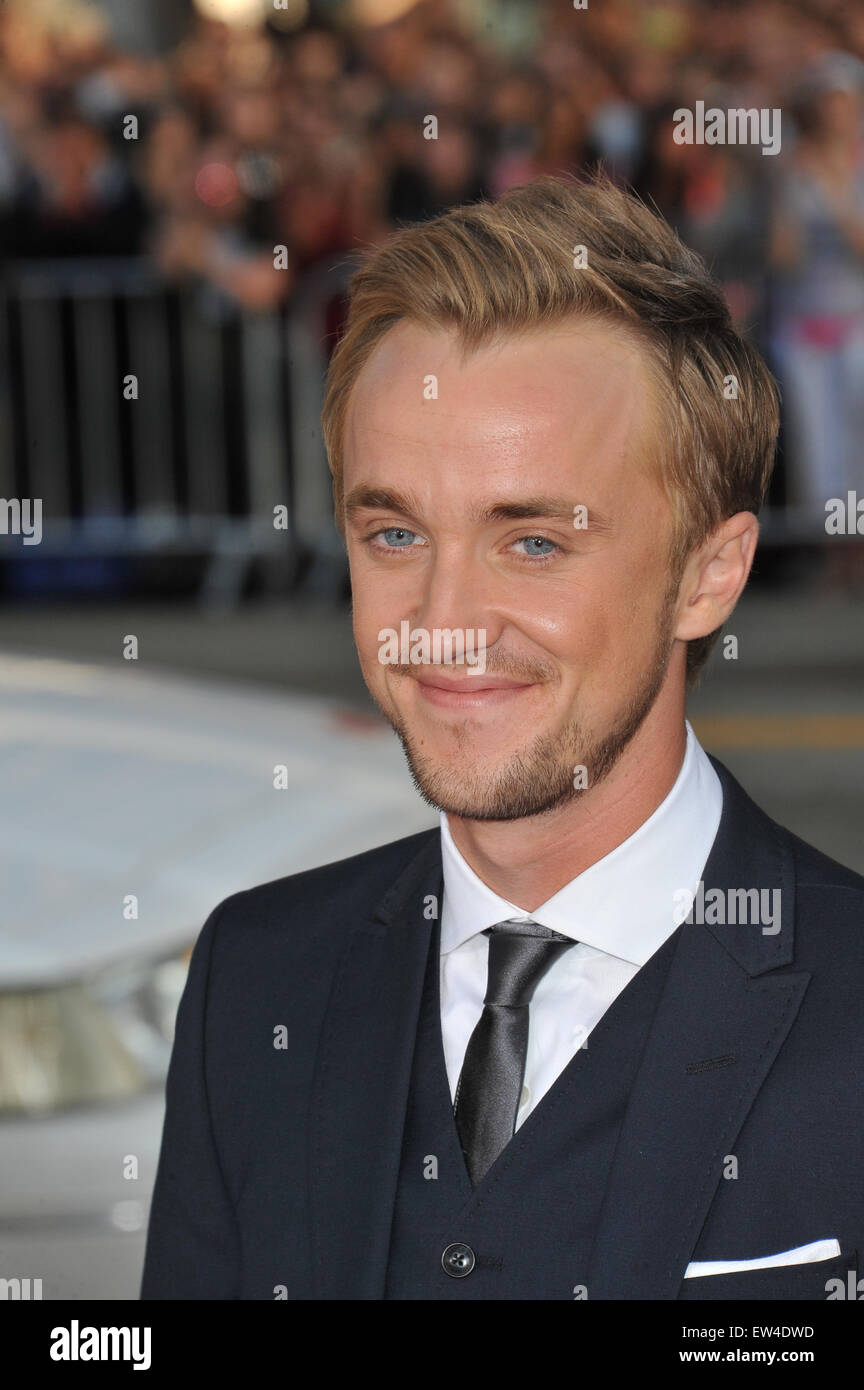 LOS ANGELES, CA - JULY 28, 2011: Tom Felton at the Los Angeles premiere ...