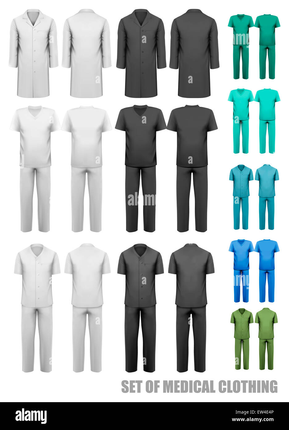 Set of medical clothes. Design template. Vector illustration Stock ...