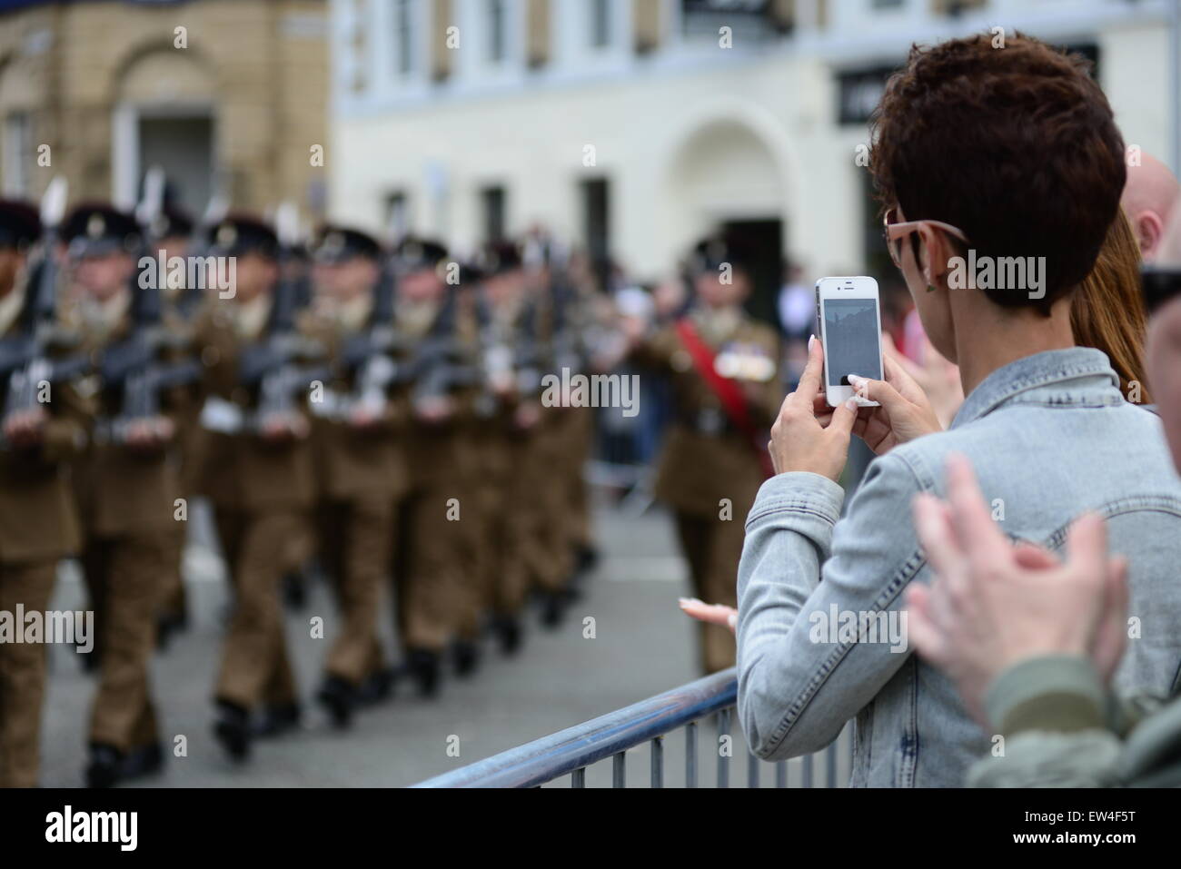 Soldiers from the Yorkshire Regiment march through the streets of ...