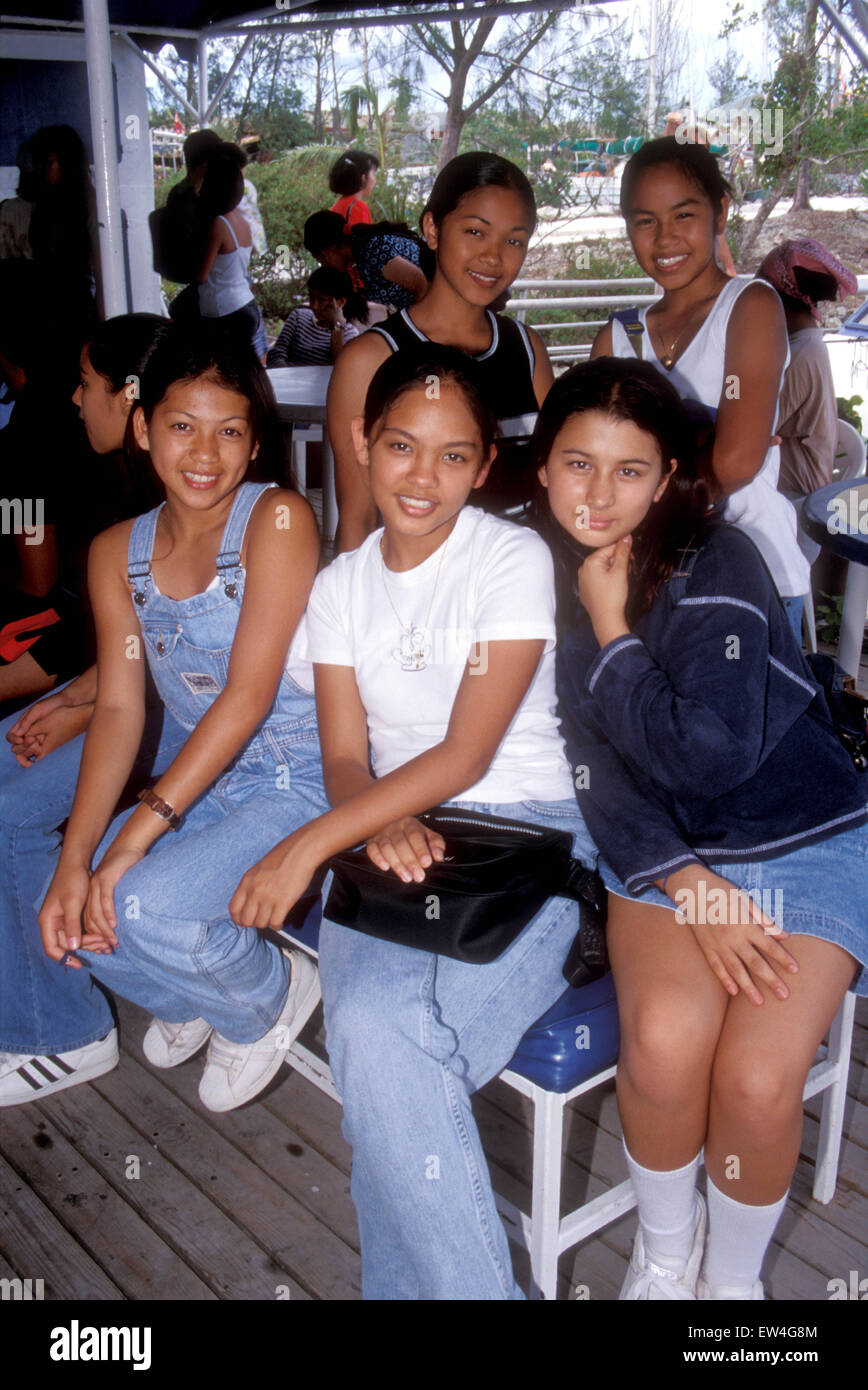 Schoolgirls on an excursion or field trip, Guam, Micronesia Stock Photo ...