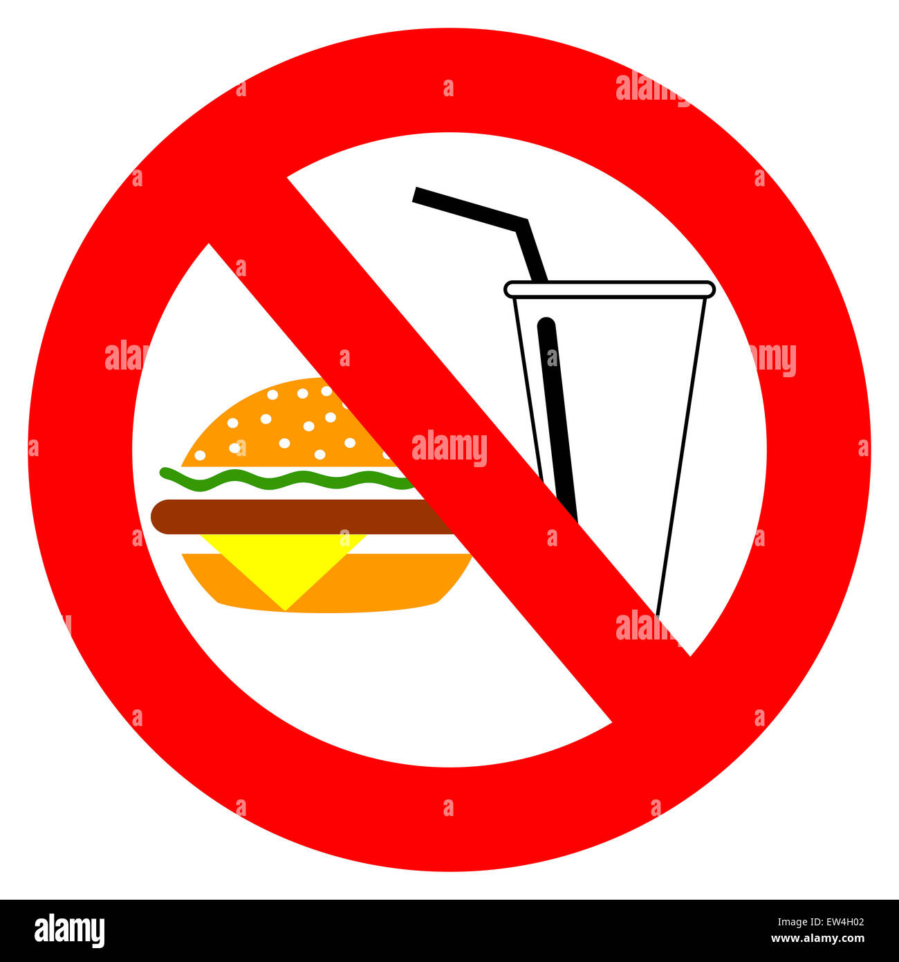 No eating and no drinks allowed isolated on white background Stock ...
