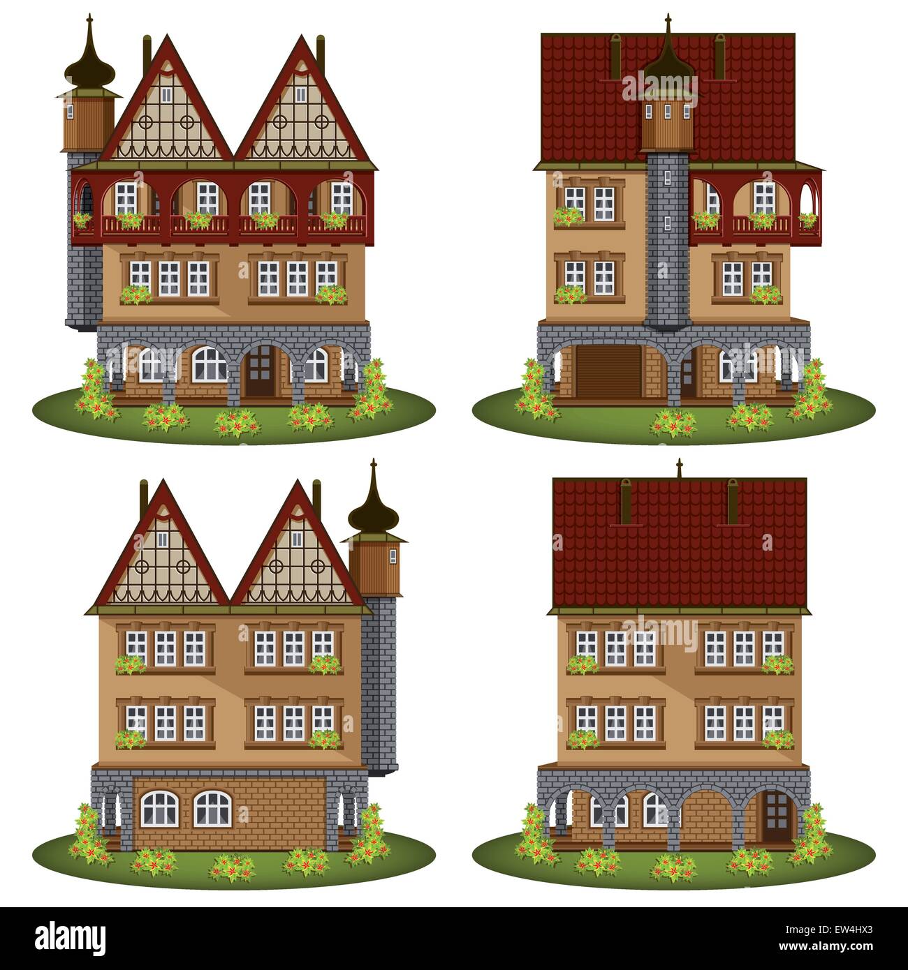 Set of the old style houses Stock Vector Image & Art - Alamy