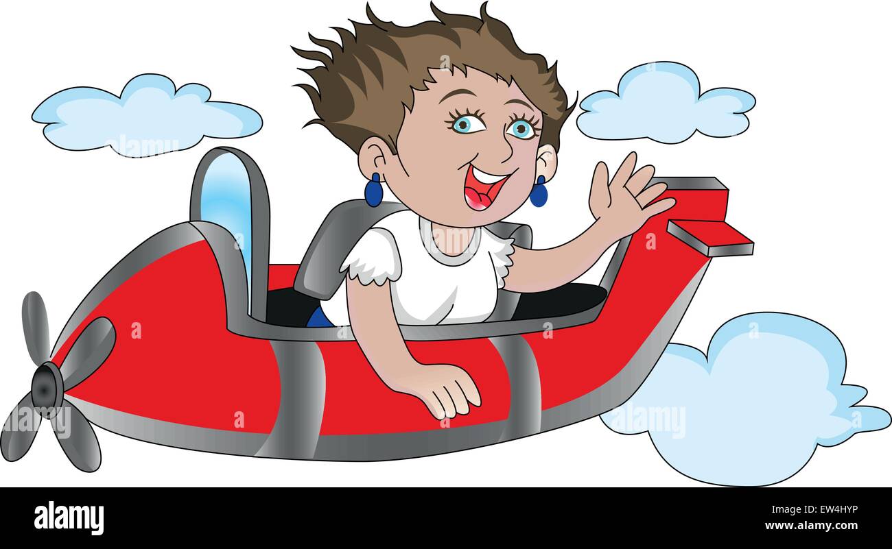 Woman aeroplane waving Stock Vector Images - Alamy