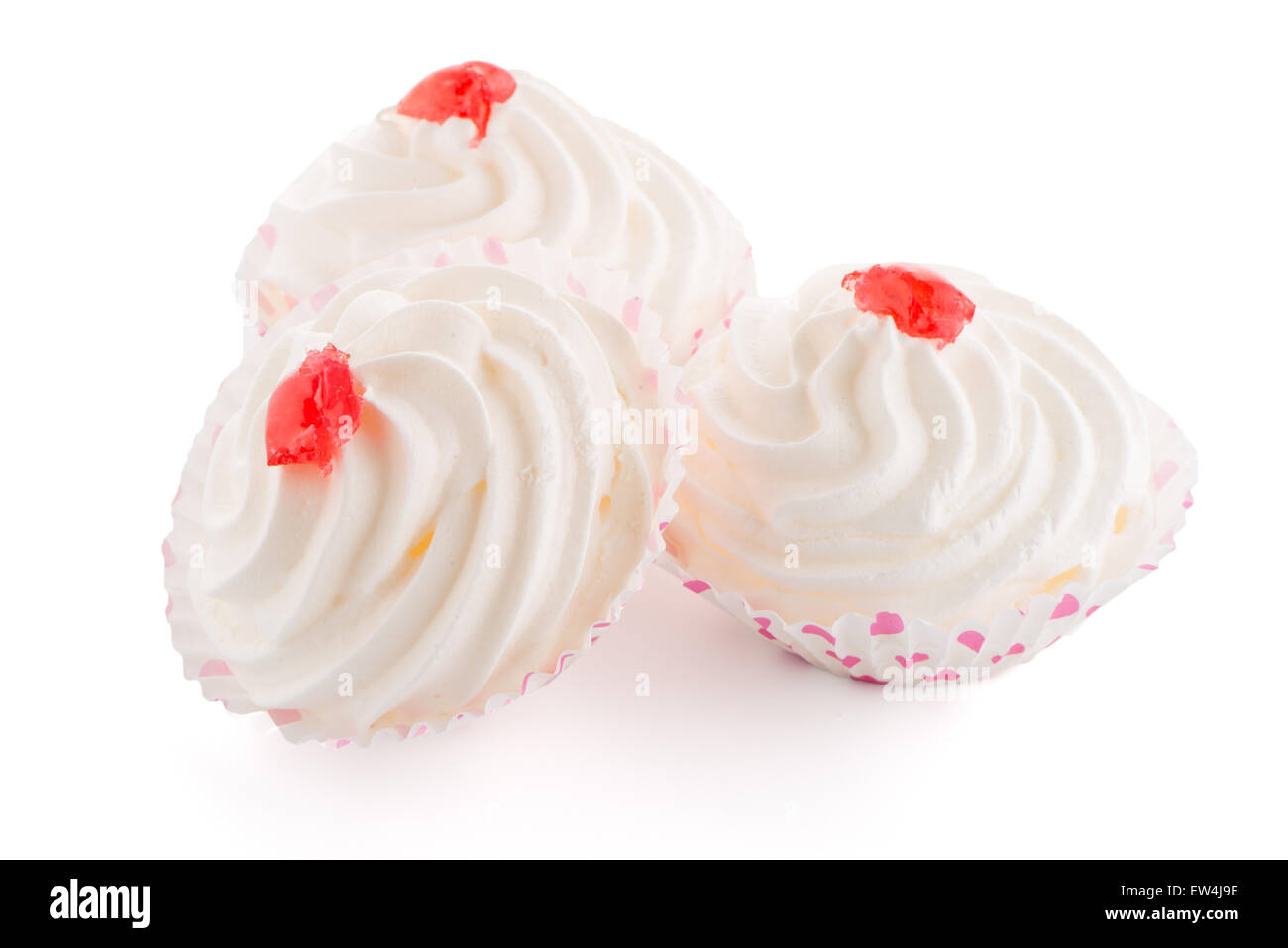 Delicious meringues, sugar candy on white background Stock Photo - Alamy