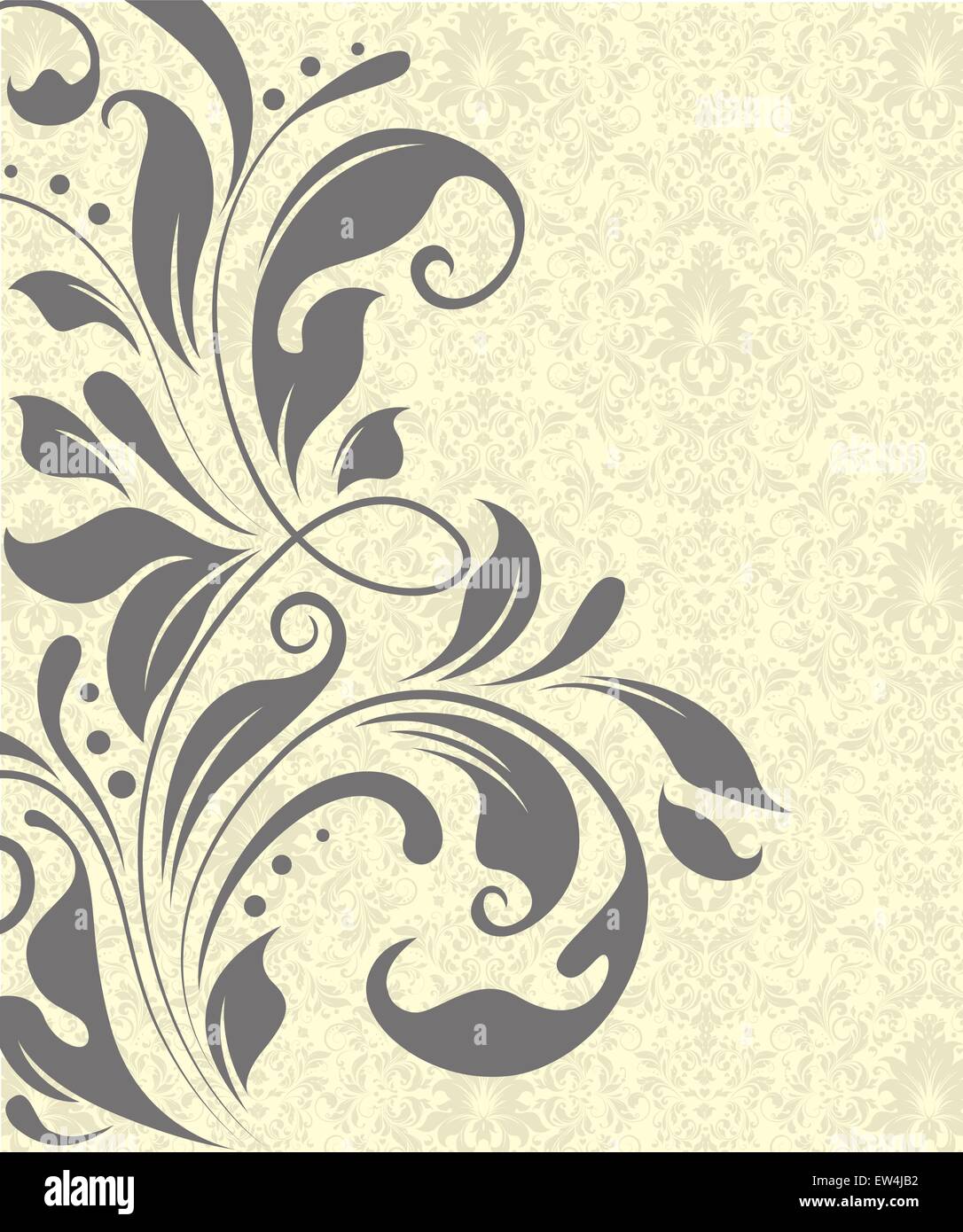 Vintage invitation card with ornate elegant abstract floral design ...