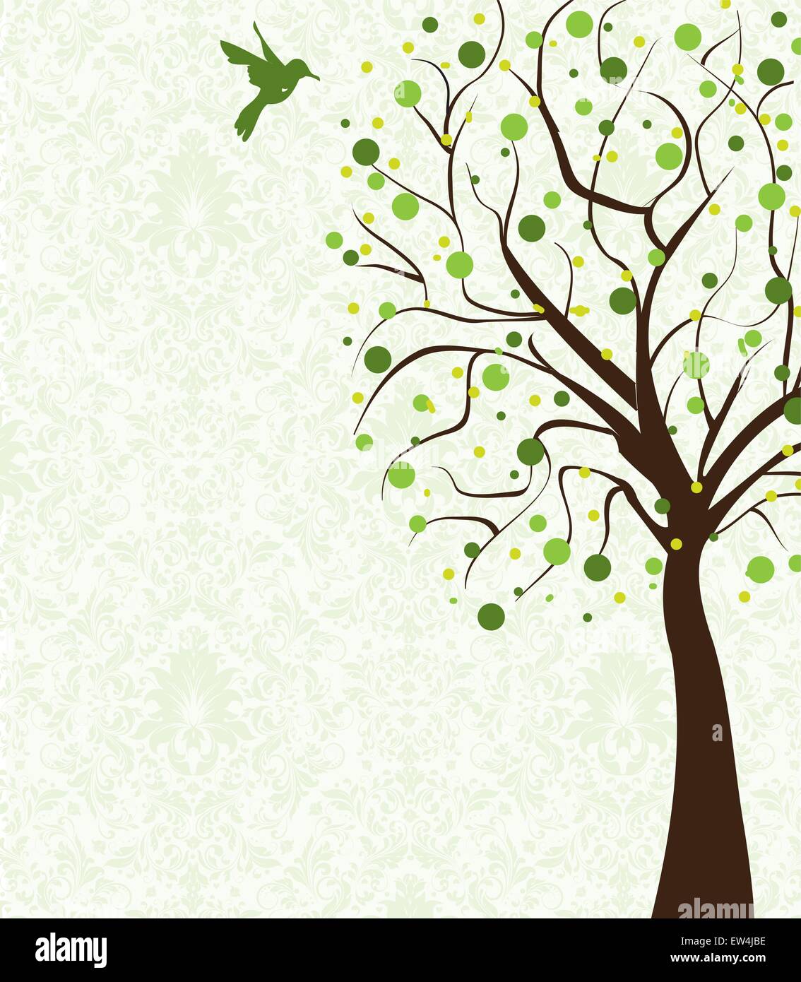 Vintage invitation card with ornate elegant abstract floral tree design ...