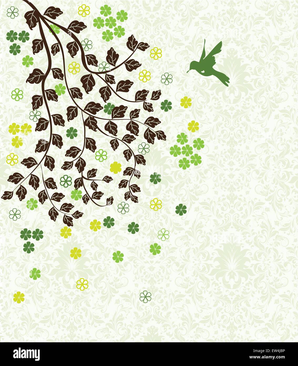 Vintage invitation card with ornate elegant abstract floral tree design ...