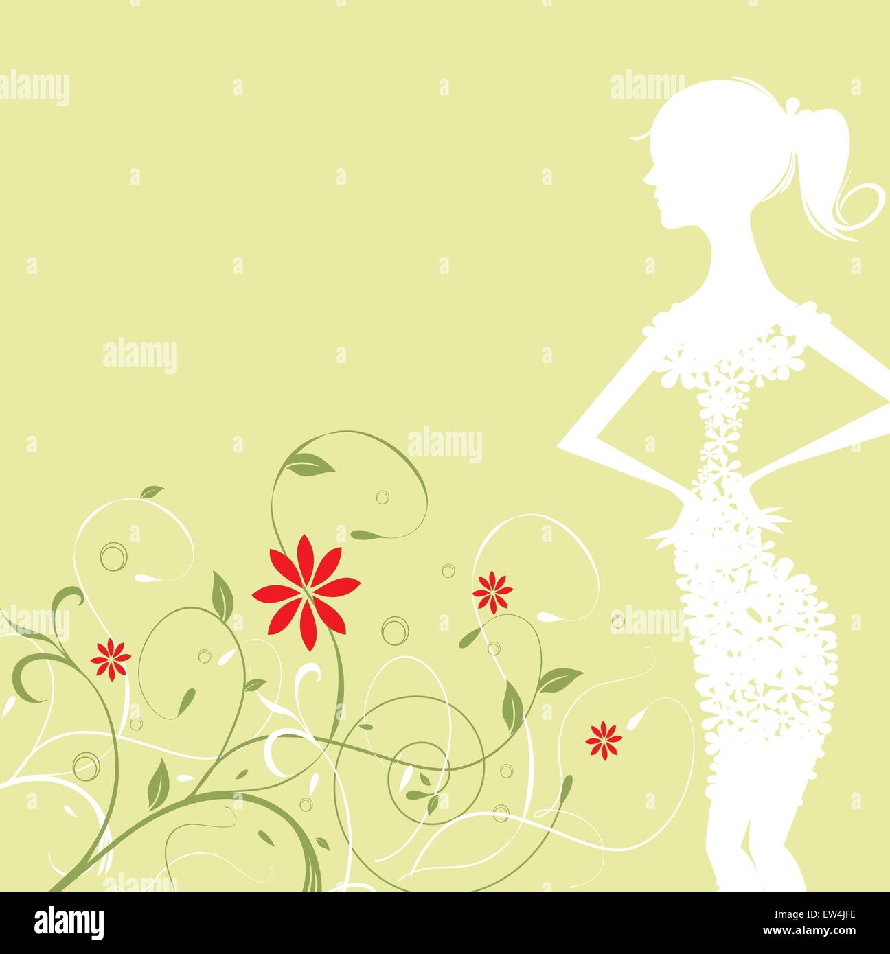Girl floral vector composition Stock Vector Image & Art - Alamy