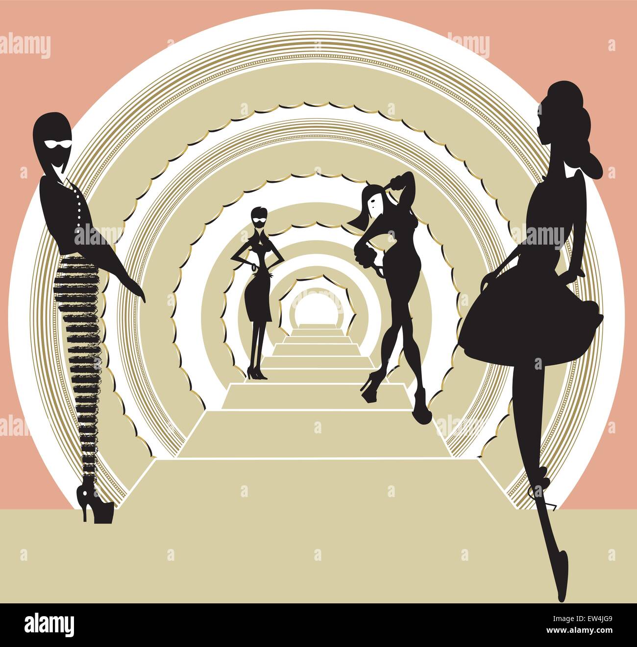 Illustration with four girls Stock Vector Image & Art - Alamy
