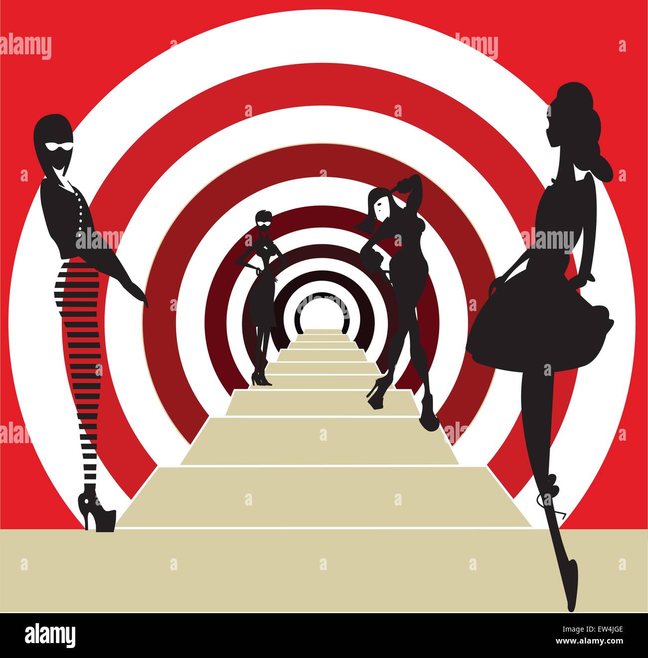 Illustration with four girls Stock Vector Image & Art - Alamy