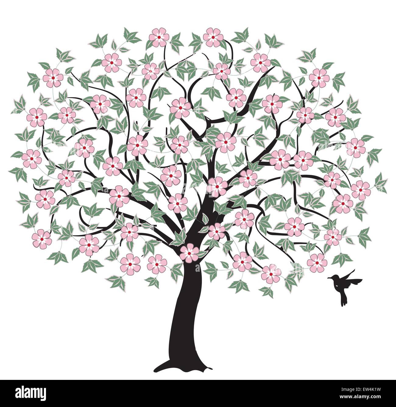 Tree with pink flowers, symbol of nature Stock Vector Image & Art - Alamy