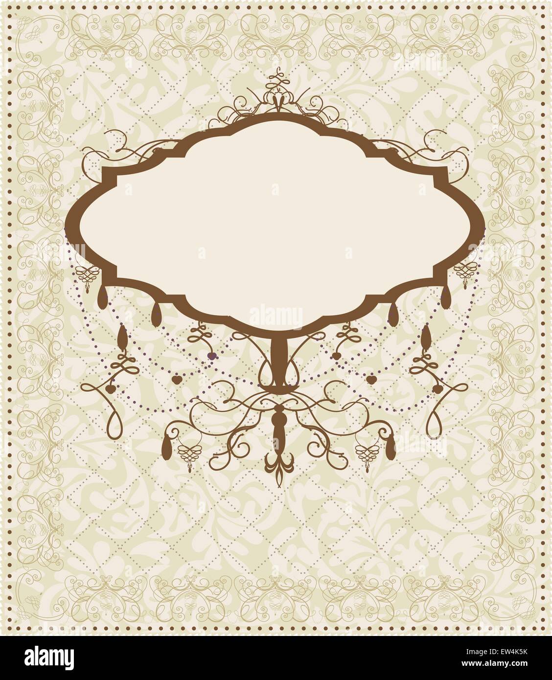 Vintage invitation card with ornate elegant floral design, chandelier ...