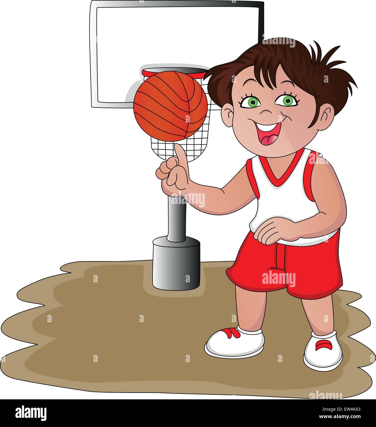 Vector illustration of confident basketball player spinning the ball ...
