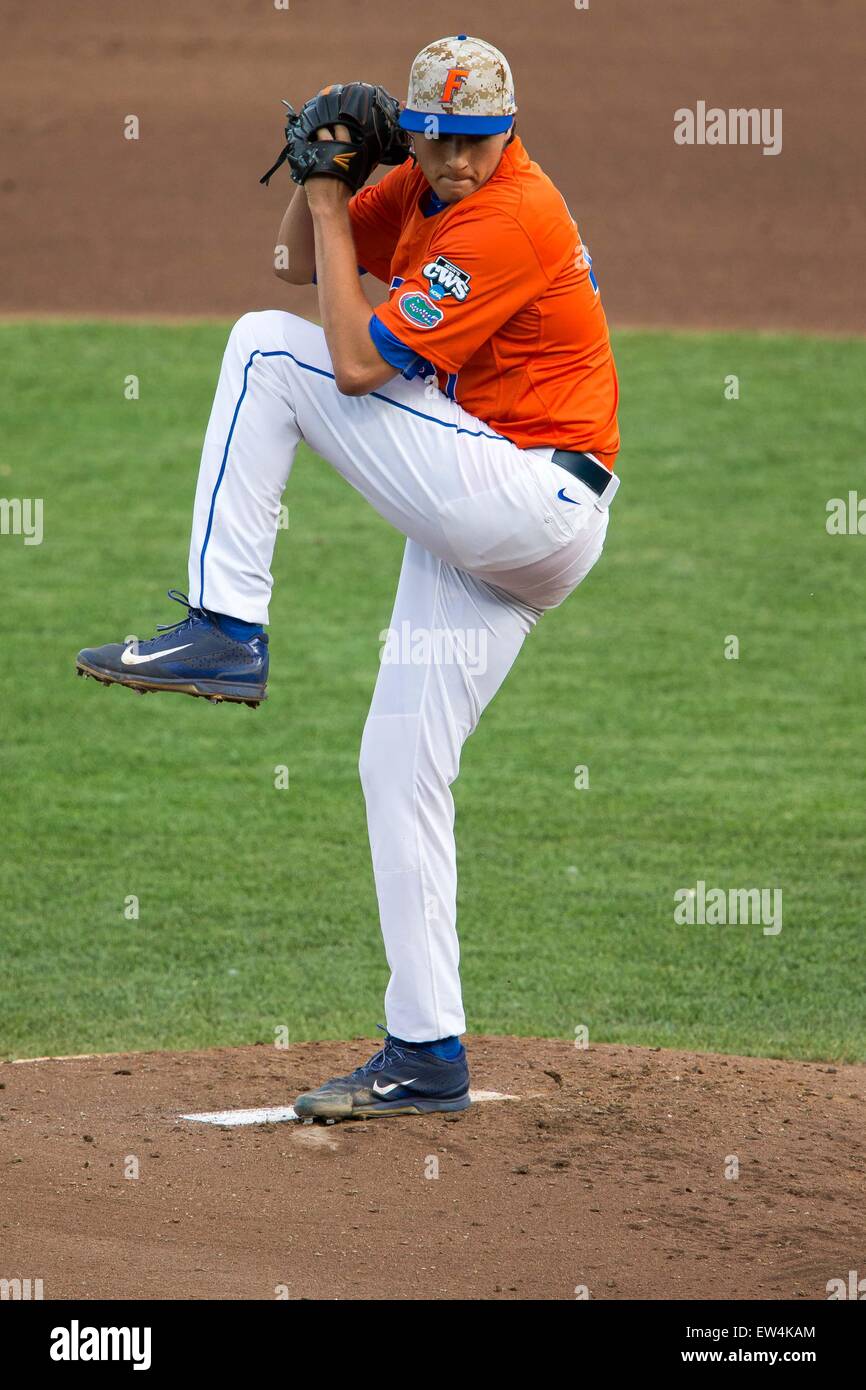 Omaha, NE, USA. 17th June, 2015. Florida pitcher Alex Faedo #21 in ...
