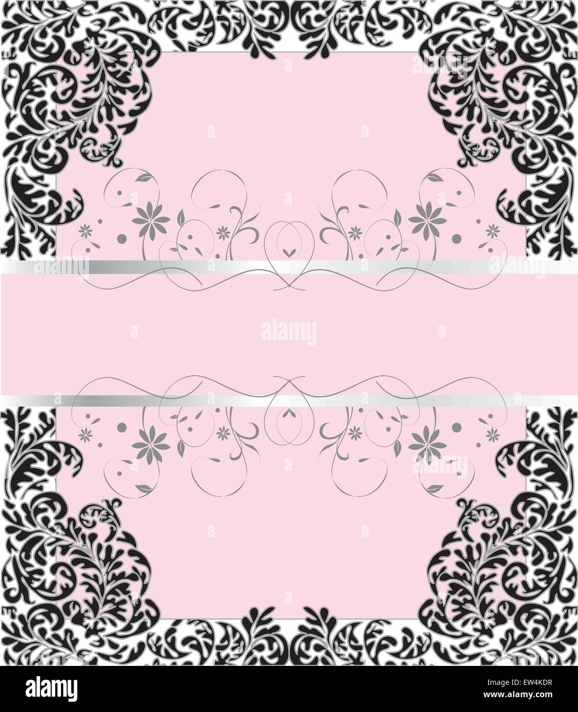 Vintage Invitation Card With Ornate Elegant Retro Abstract Floral 