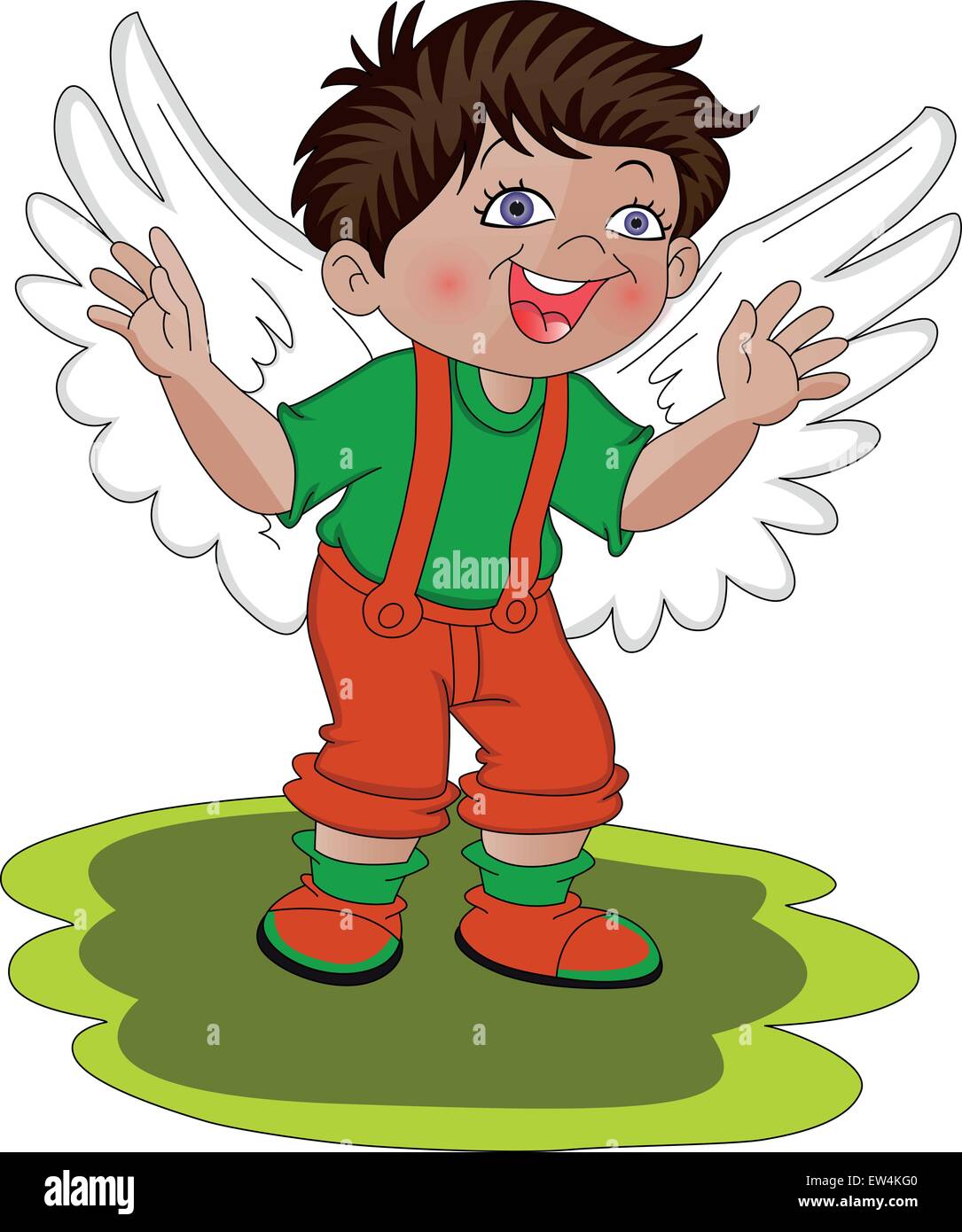 Vector illustration of happy little boy with his wings Stock Vector ...