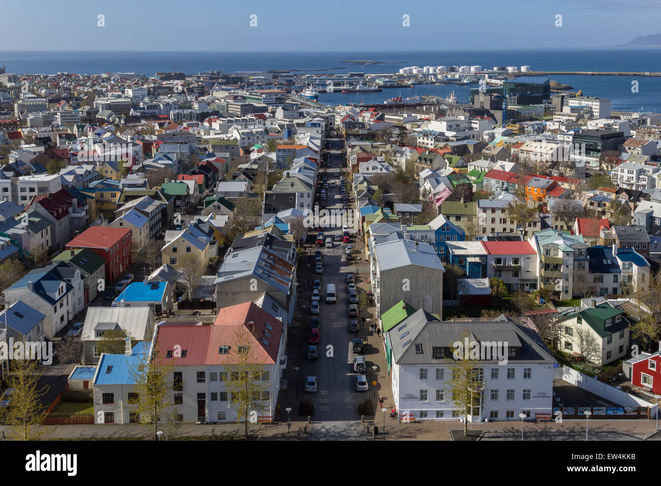 Downtown Reykjavik from Hallgrímskirkja church Stock Photo - Alamy