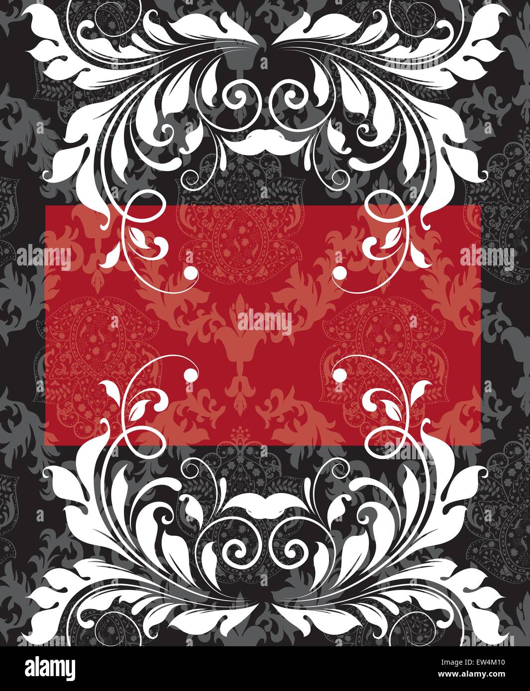 Vintage background with ornate elegant abstract floral design, red and ...