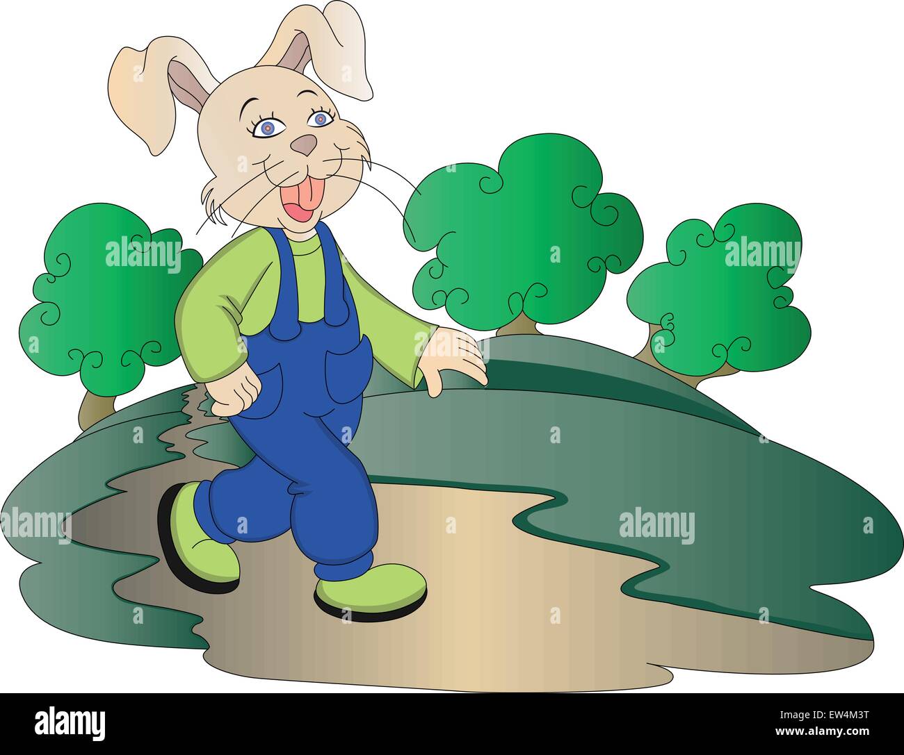Vector illustration of rabbit walking in park Stock Vector Image & Art ...