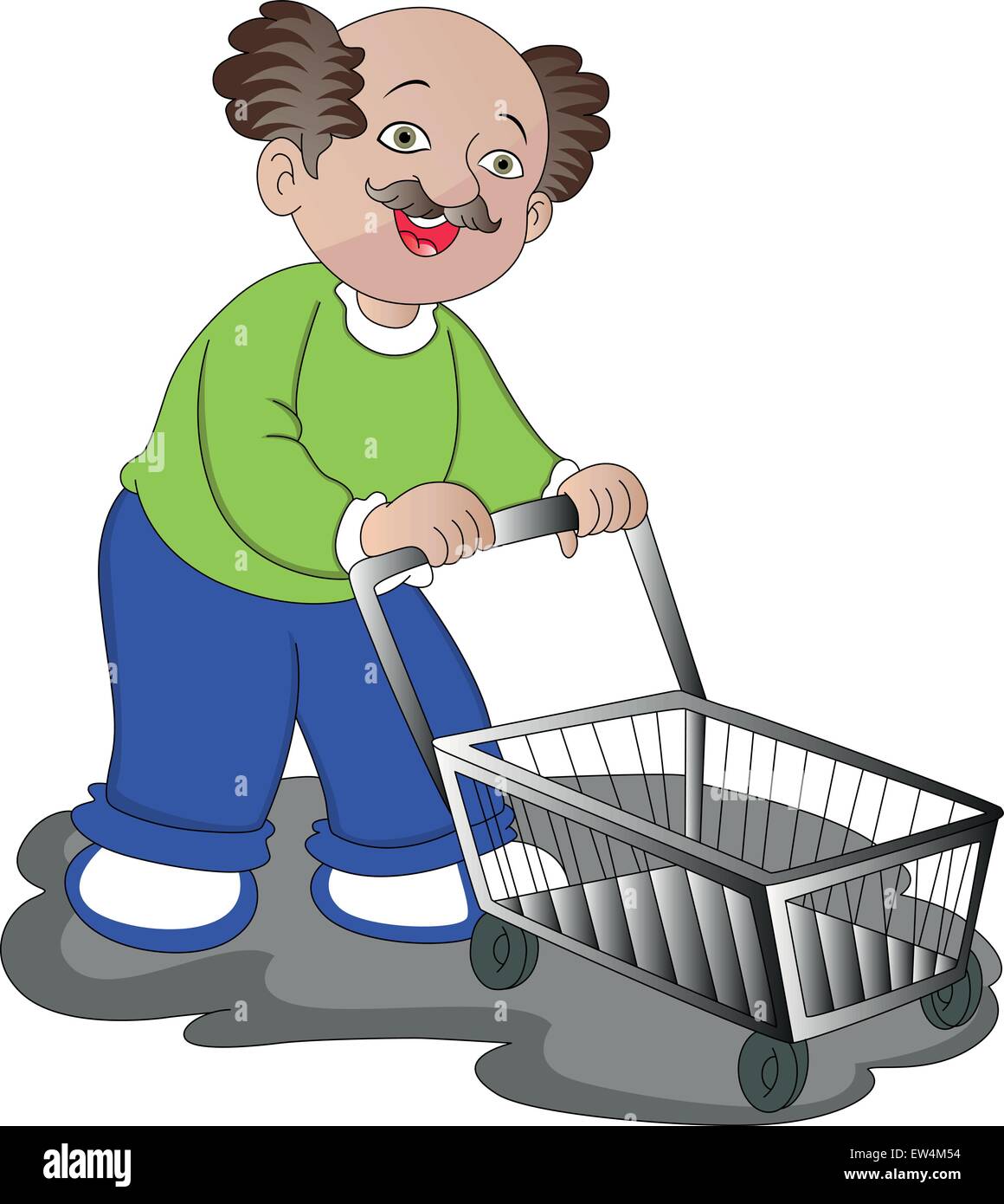 Pushing Shopping Cart Clipart