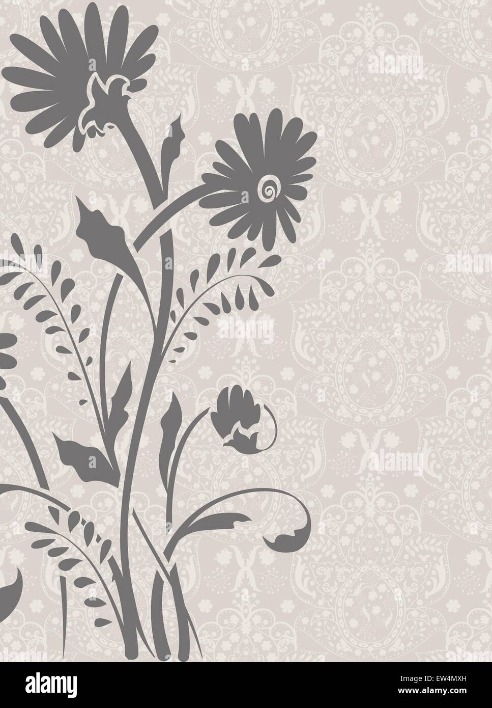 Gray illustration with floral elements Stock Vector Image & Art - Alamy