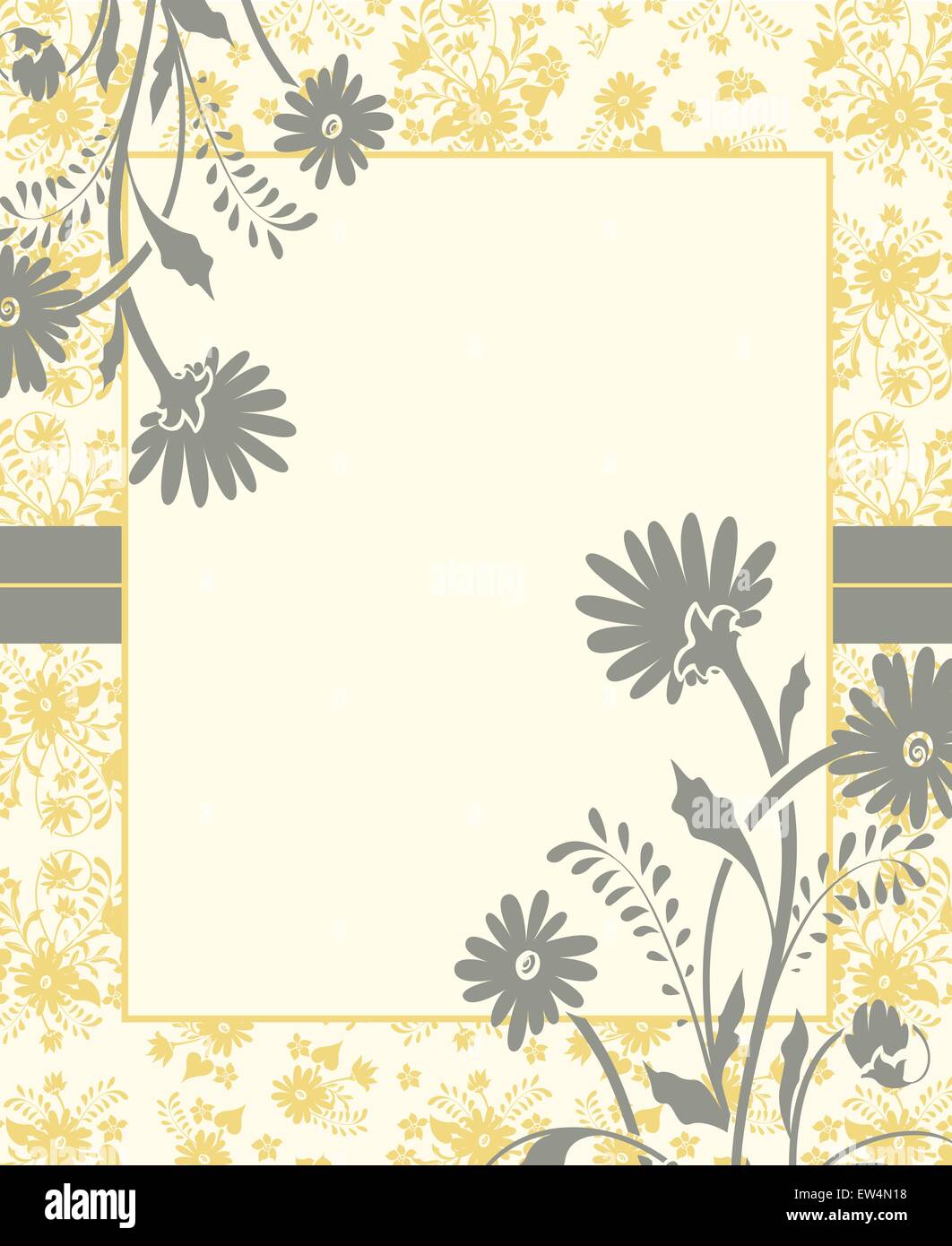 Vintage invitation card with ornate elegant retro abstract floral ...