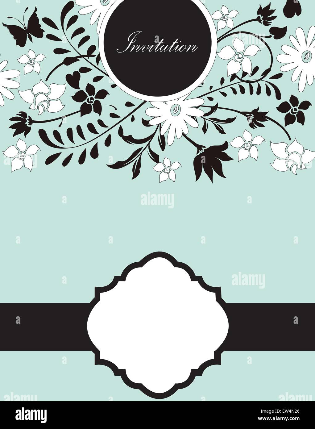 Vintage invitation card with ornate elegant retro abstract floral ...