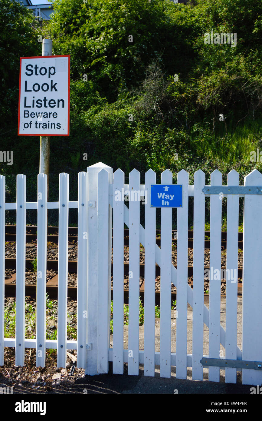 Railway warning signs Stock Photo - Alamy
