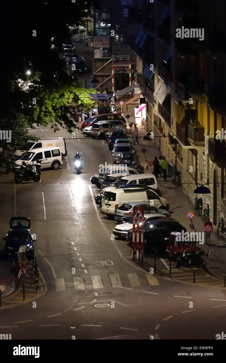 Street at night Geneva Stock Photo - Alamy