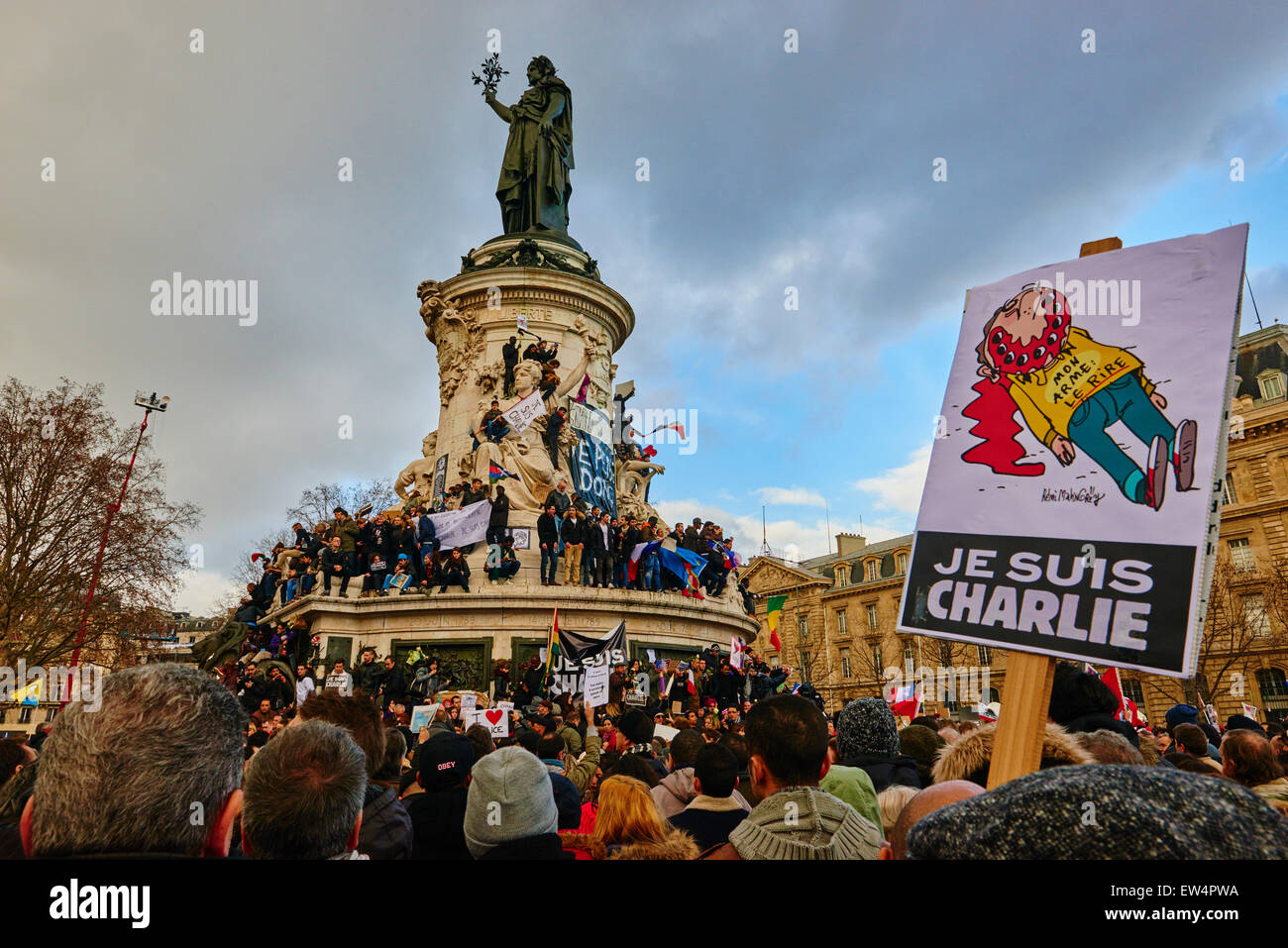 France, Paris, 11 january 2015 March for Charlie Hebdo, Republique ...
