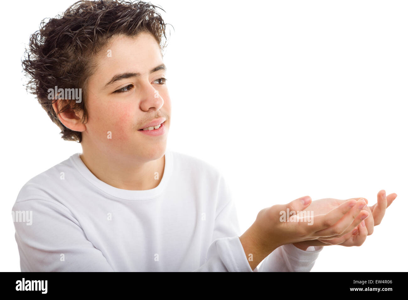Boy holding something in hands hi-res stock photography and images - Alamy