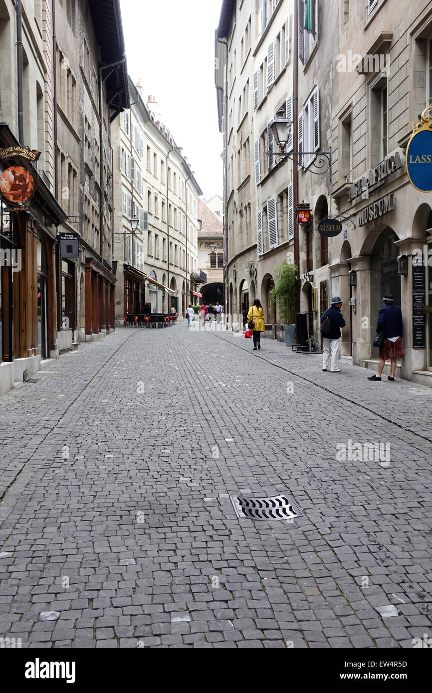streets in old Geneva Stock Photo - Alamy