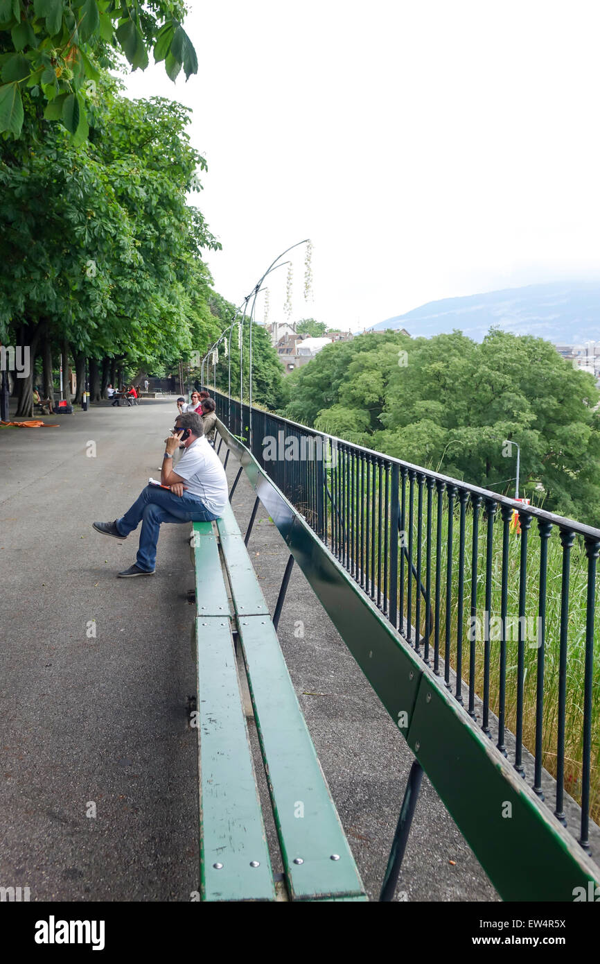 longest bench in the world Geneva Stock Photo - Alamy