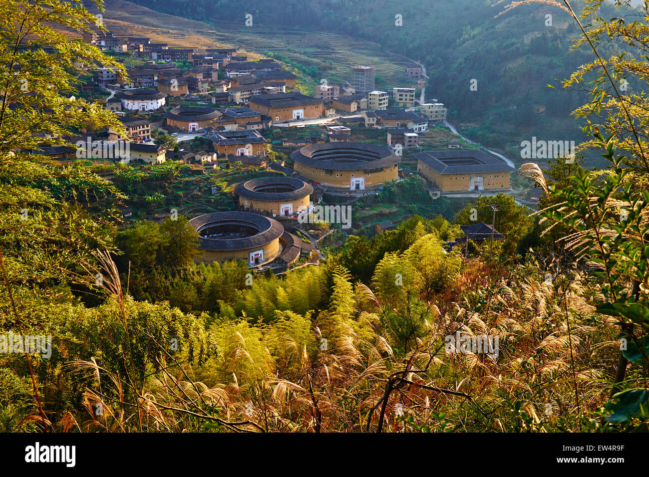 Village well known as the hakka tulou region hi-res stock photography ...