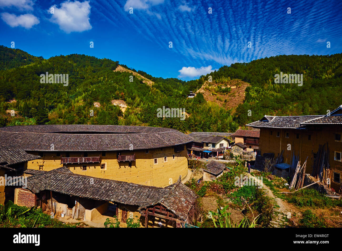 China, Fujian province, Chuxi village, Tulou mud house. well known as ...