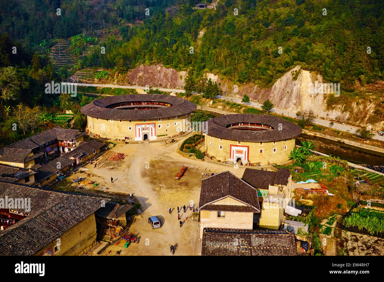 Village well known as the hakka tulou region hi-res stock photography ...