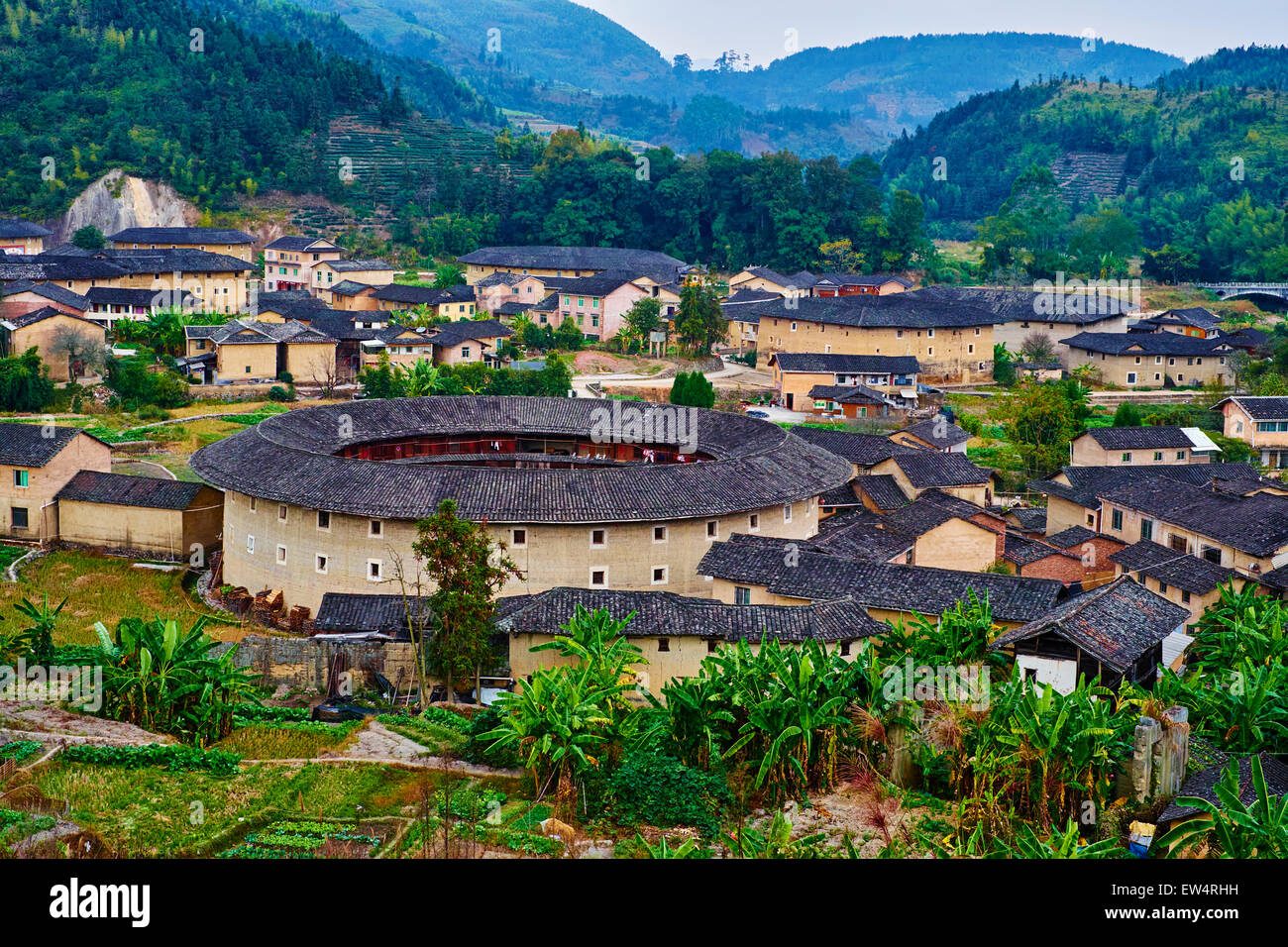 China, Fujian province, Hekeng village, Tulou mud house. well known as ...